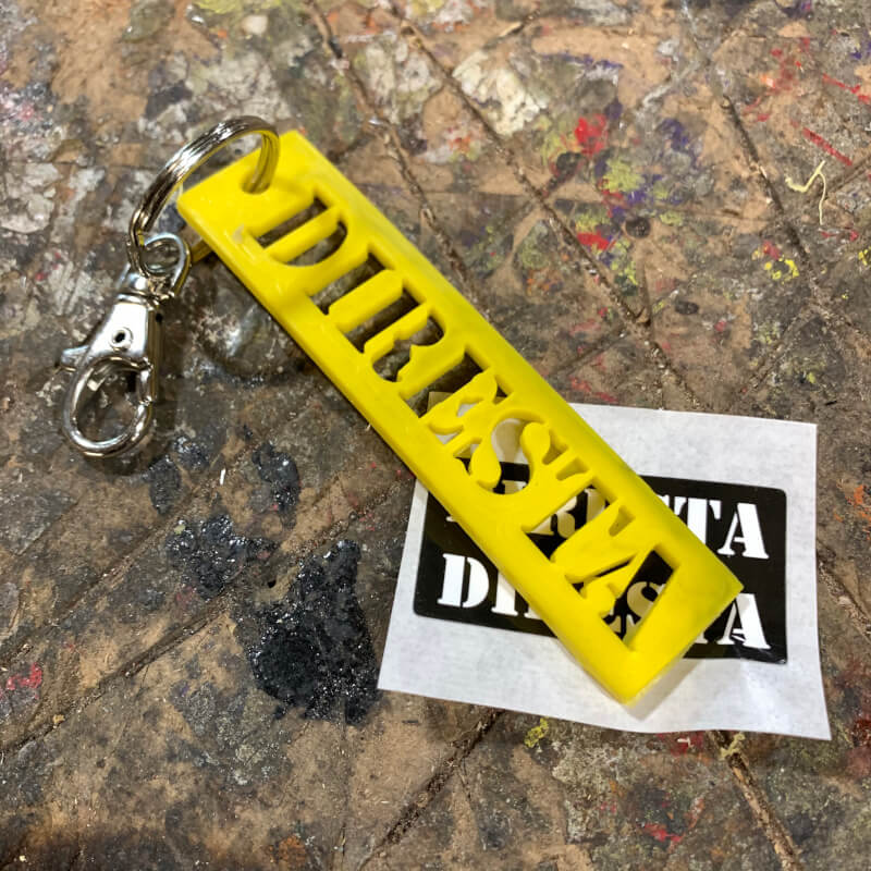 DIRESTA INJECTION MOLDING YELLOW KEYCHAIN WITH 2 DIRESTA STICKERS – I ...